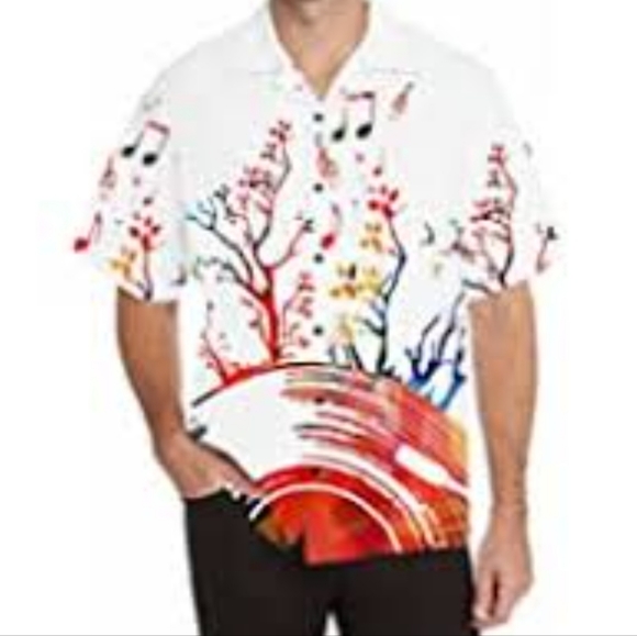 Shirts | Colorful G Clef And Music Notes Mens Casual Hawaiian Shirt ...